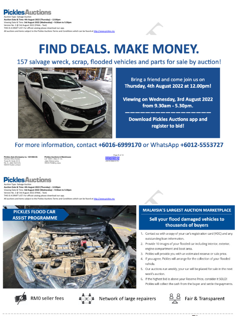 Pickles 4.8.22 | PDF | Motor Vehicle Manufacturers | Automotive Industry