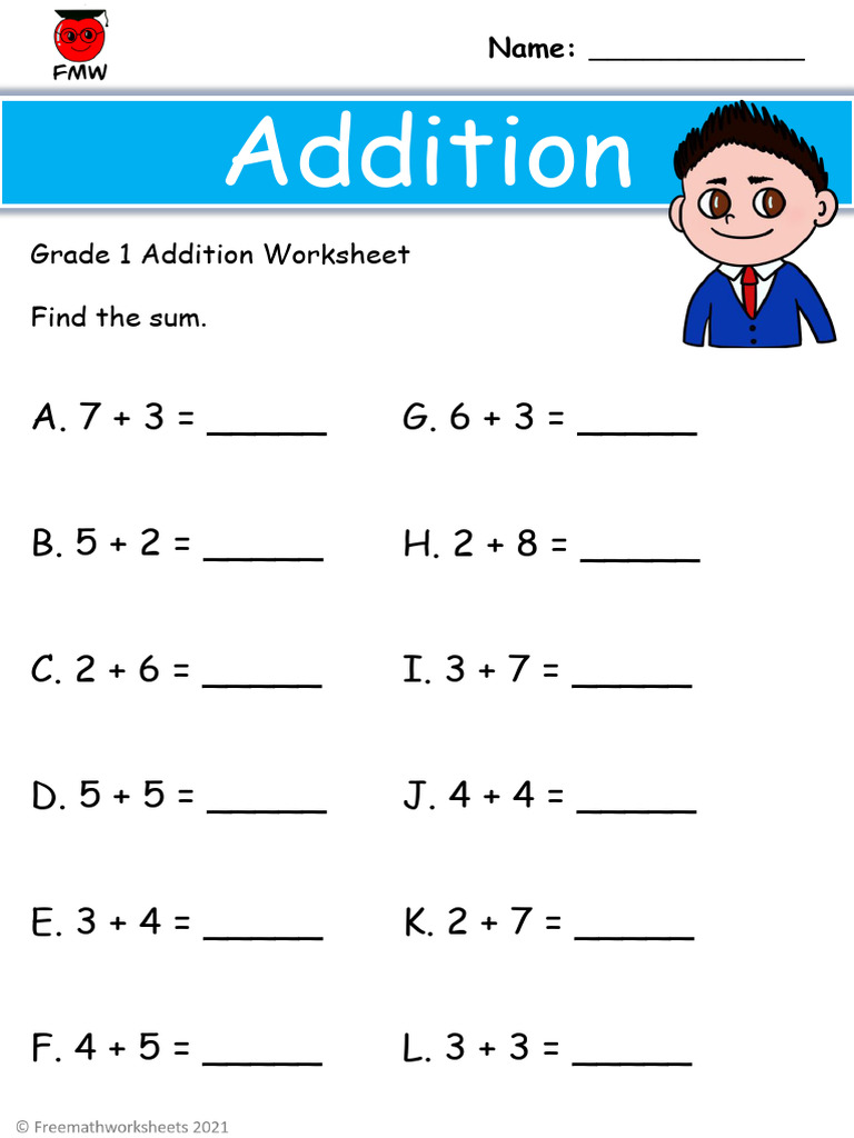 Grade-1-Number-Addition-Worksheet-1 | PDF