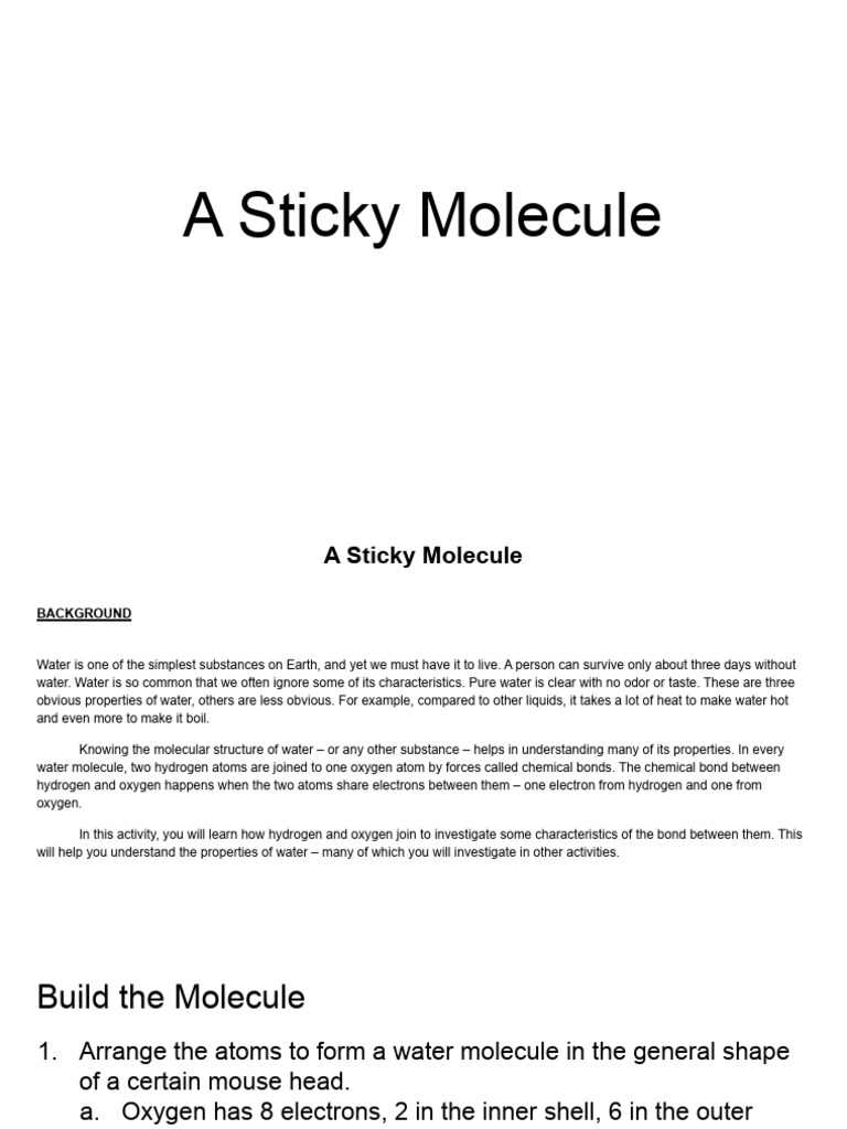 Sticky Molecule | PDF | Molecules | Chemical Bond