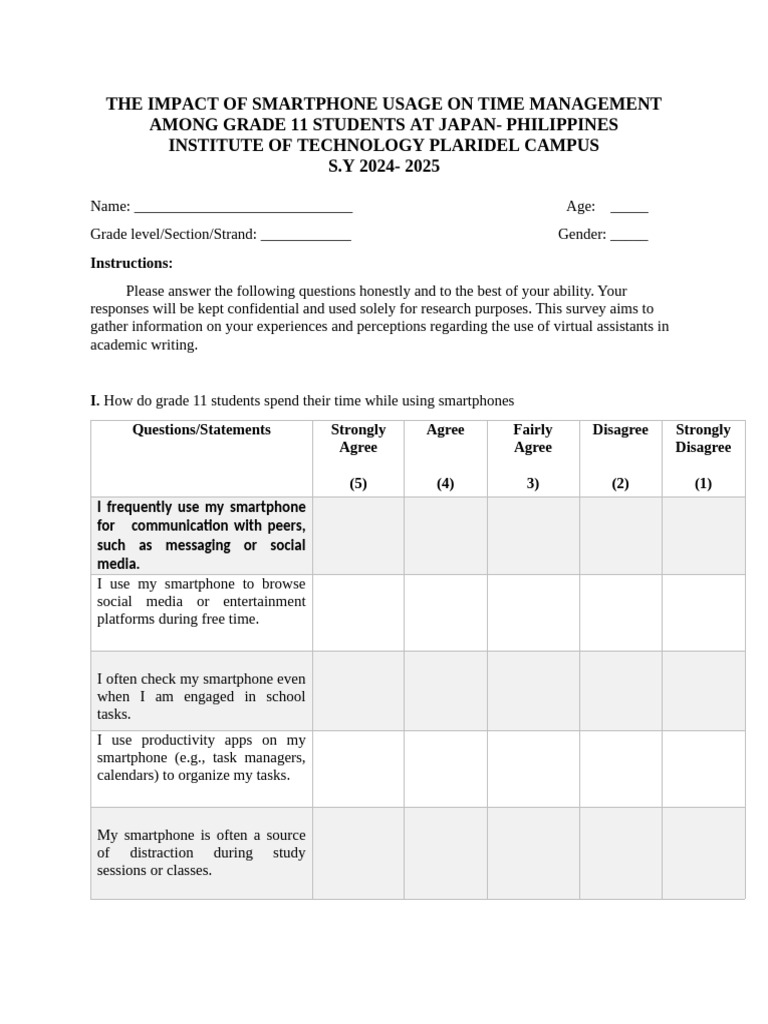 PR2-Survey Questions-G4-NAGASAKI | PDF | Smartphone | Social Psychology