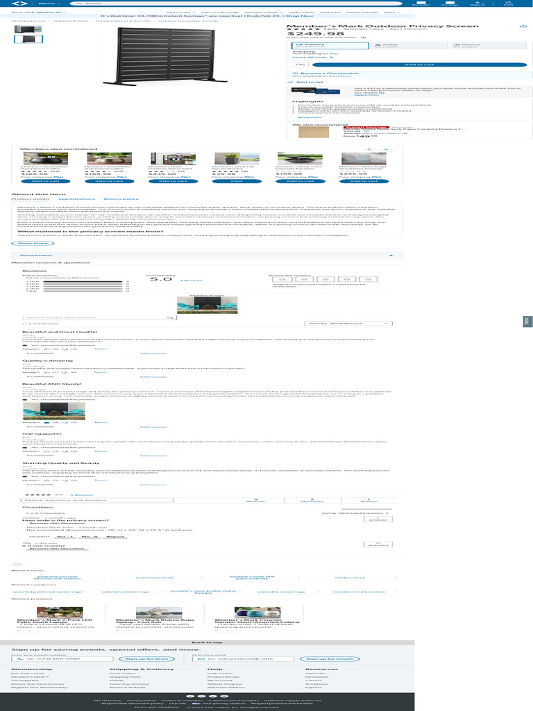 Member's Mark Outdoor Privacy Screen - Sam's Club | PDF