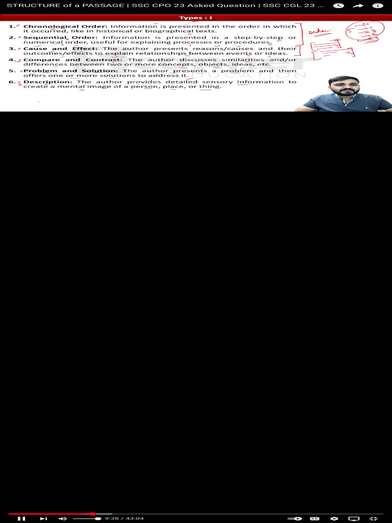 (5928) STRUCTURE of A PASSAGE SSC CPO 23 Asked Question SSC CGL 23 Mains Reading Comprehension ...
