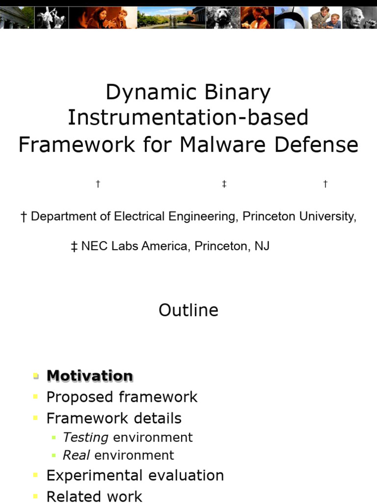 Dynamic Binary Instrumentation-Based Framework For Malware Defense | PDF | Computer Virus ...