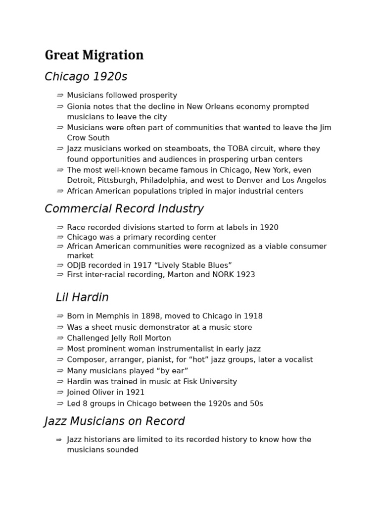 Great Migration | PDF | Jazz | African American Music