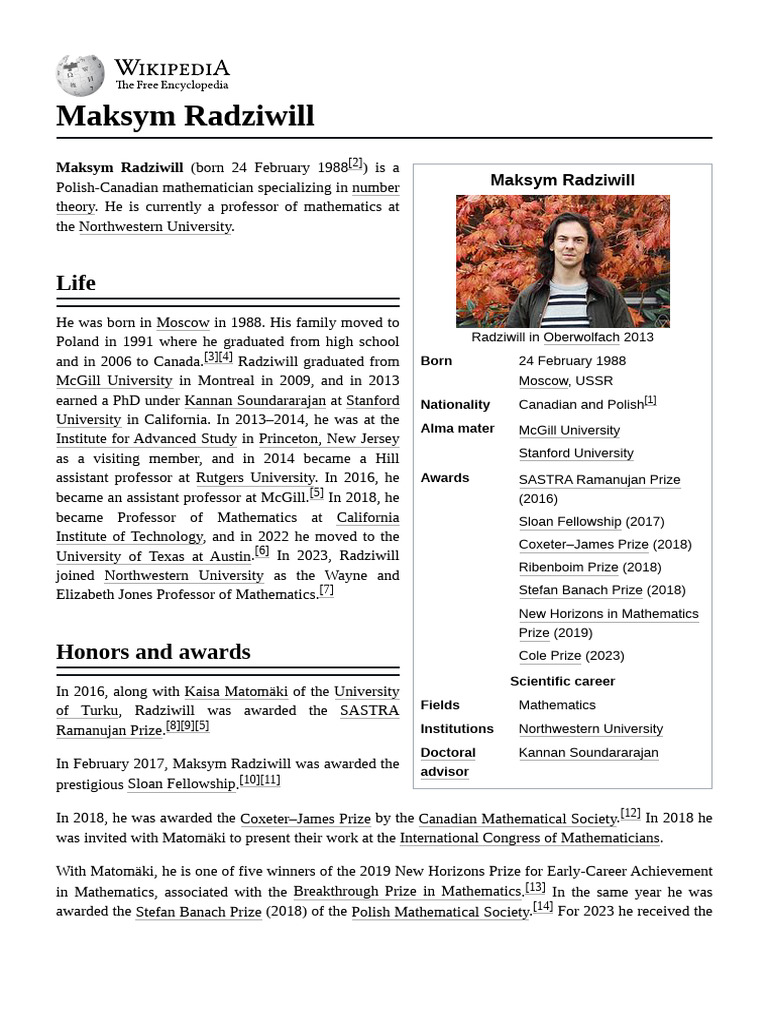 Maksym_Radziwill | PDF | Mathematics