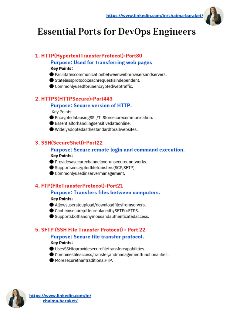 Essential Ports for DevOps Engineers | PDF | File Transfer Protocol | Port (Computer Networking)
