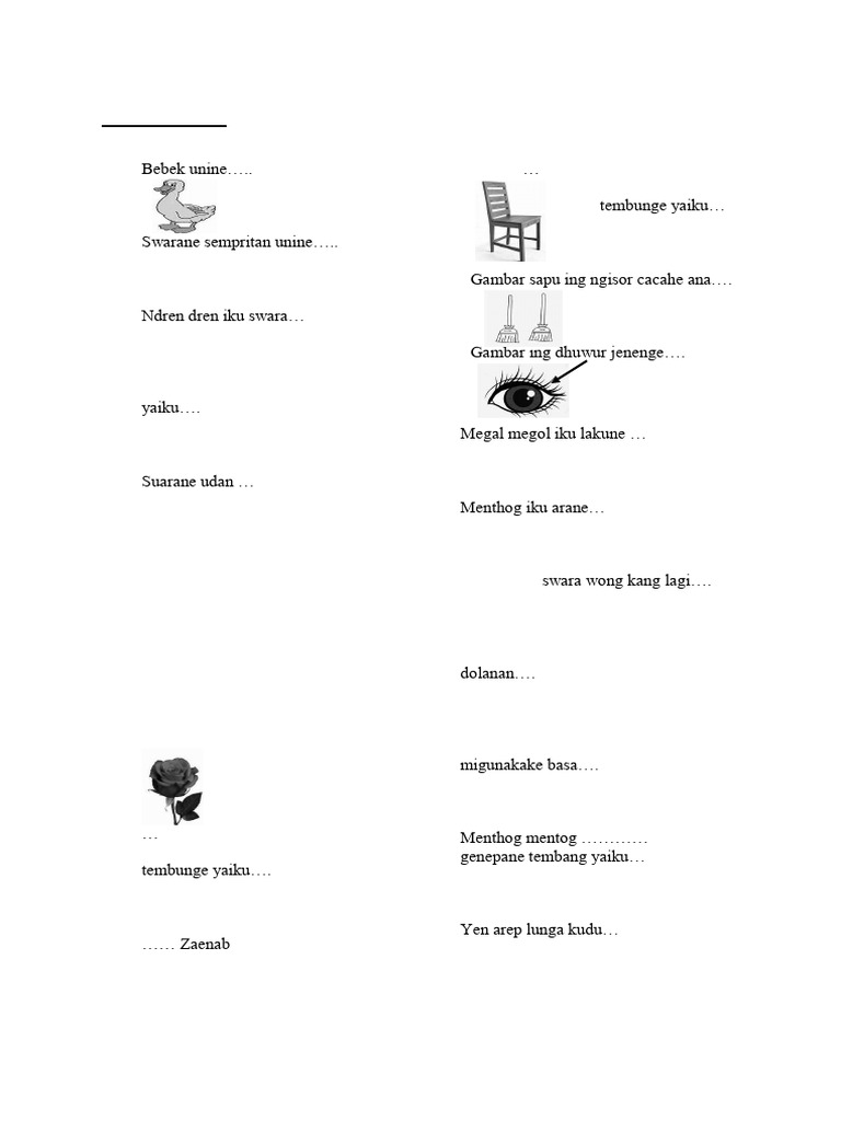 SOAL LATIHAN AKHIR SEMESTER BAHASA JAWA KELAS 1 | PDF