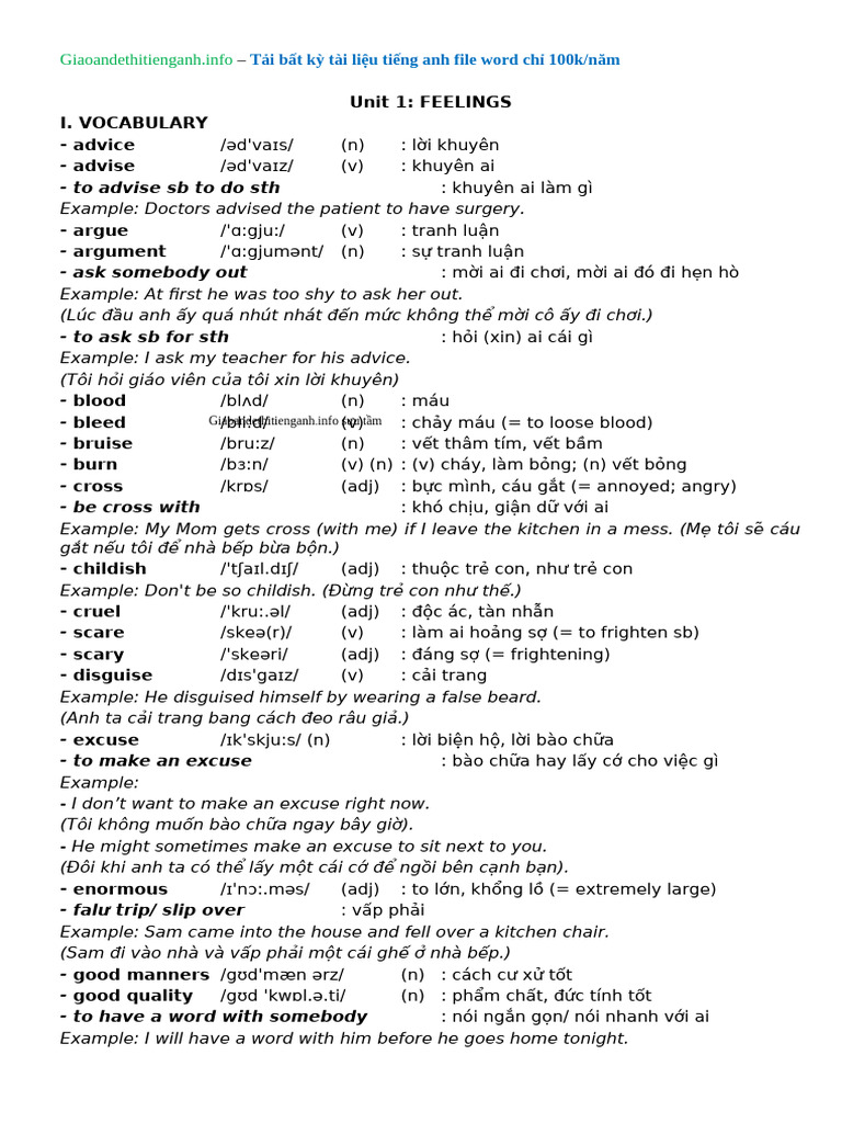 Unit 1 - FEELINGS | PDF