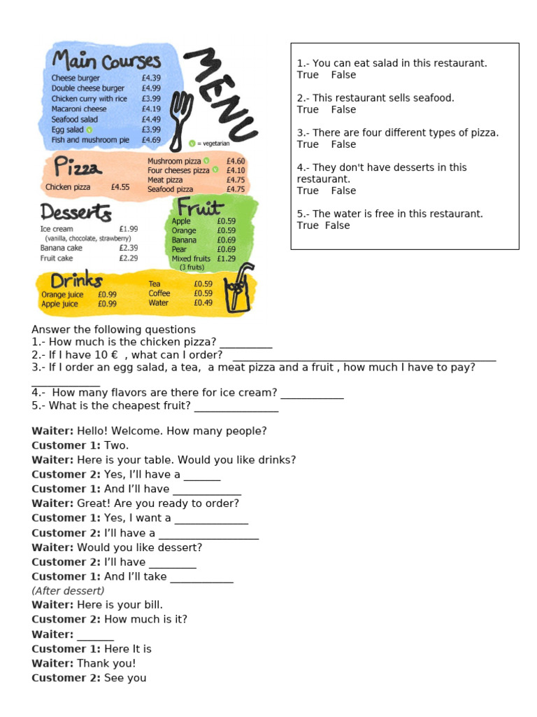 MENU RESTAURANT | PDF | Restaurants | Waiting Staff