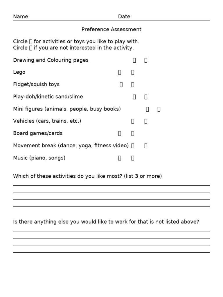 Preference Assessment | PDF
