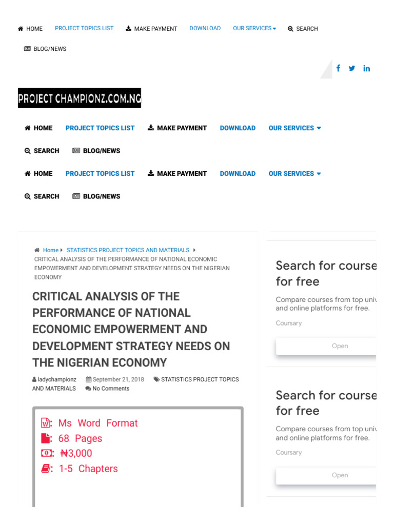 Critical Analysis of The Performance of National Economic Empowerment ...