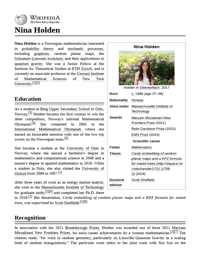 Nina_Holden | PDF | Mathematics | Science