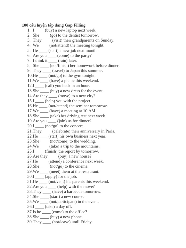 Bài Tập Về Future Forms | PDF