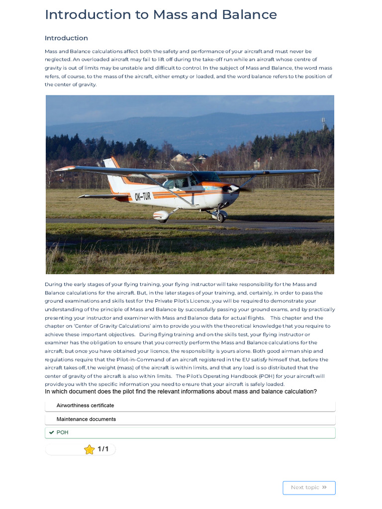 Airplane Performance - Mass and Balance | PDF | Center Of Mass | Flight