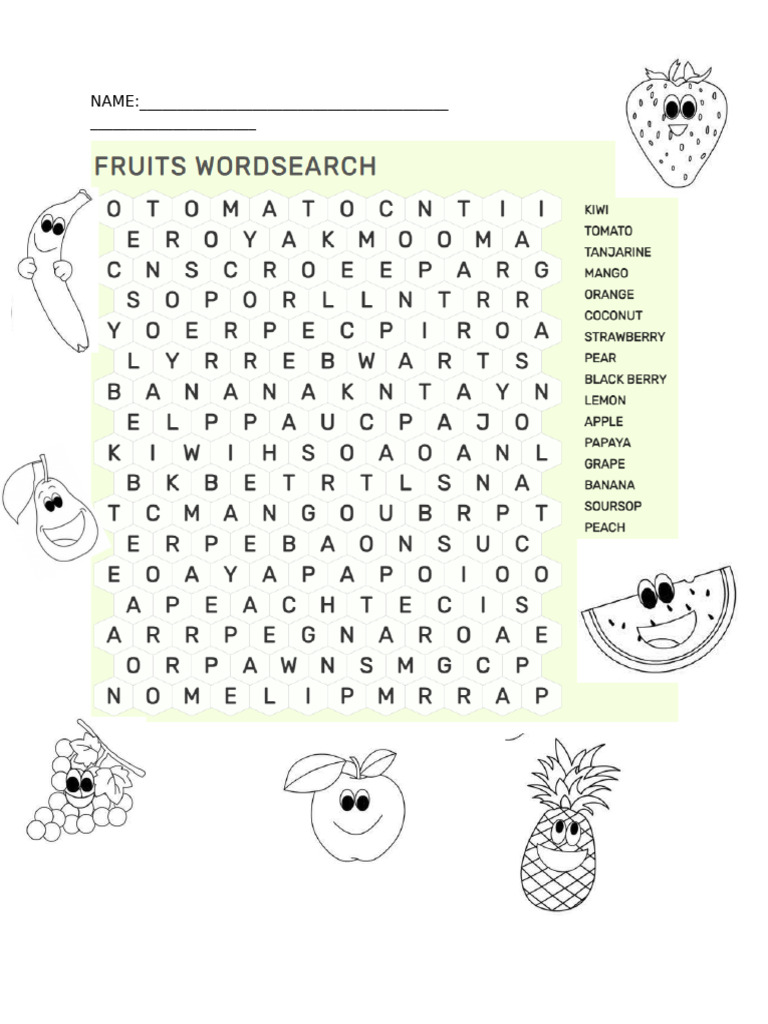 FRUITS WORDSEARCH | PDF