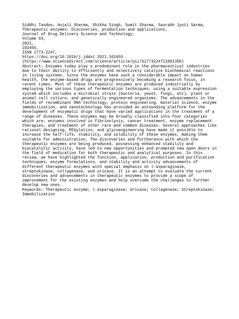 S1773224721001350 | PDF | Enzyme | Biology