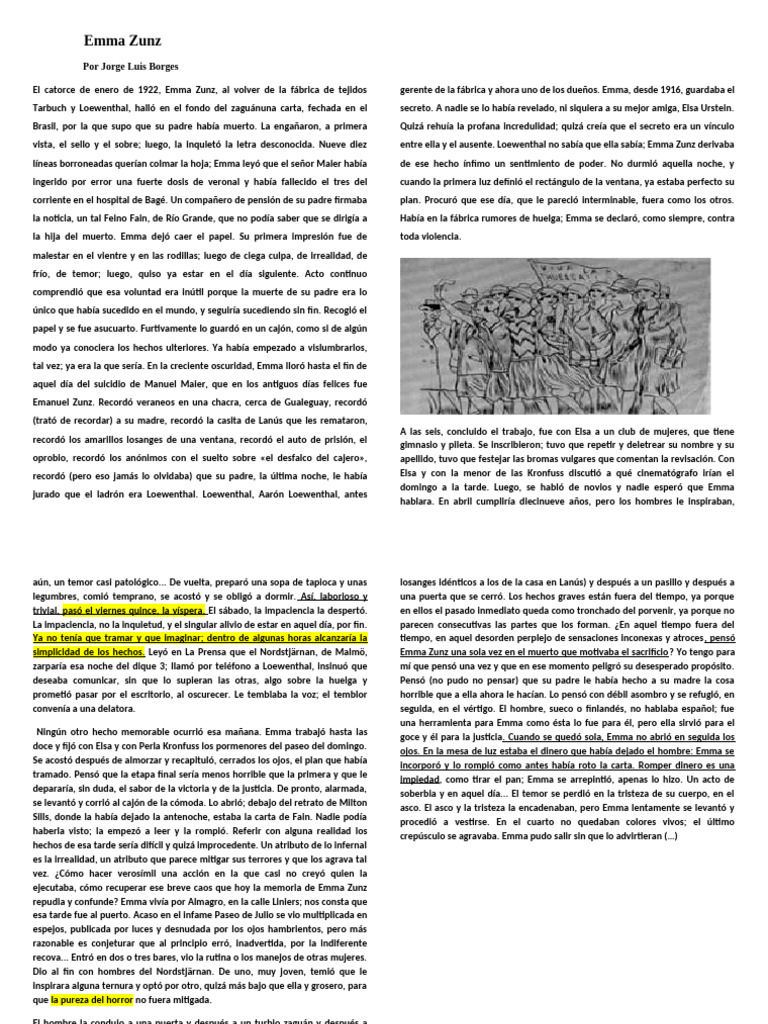 Emma Zunz Cuento + Actividades para Ppi | PDF | Cuentos | Relatos cortos adaptados a películas