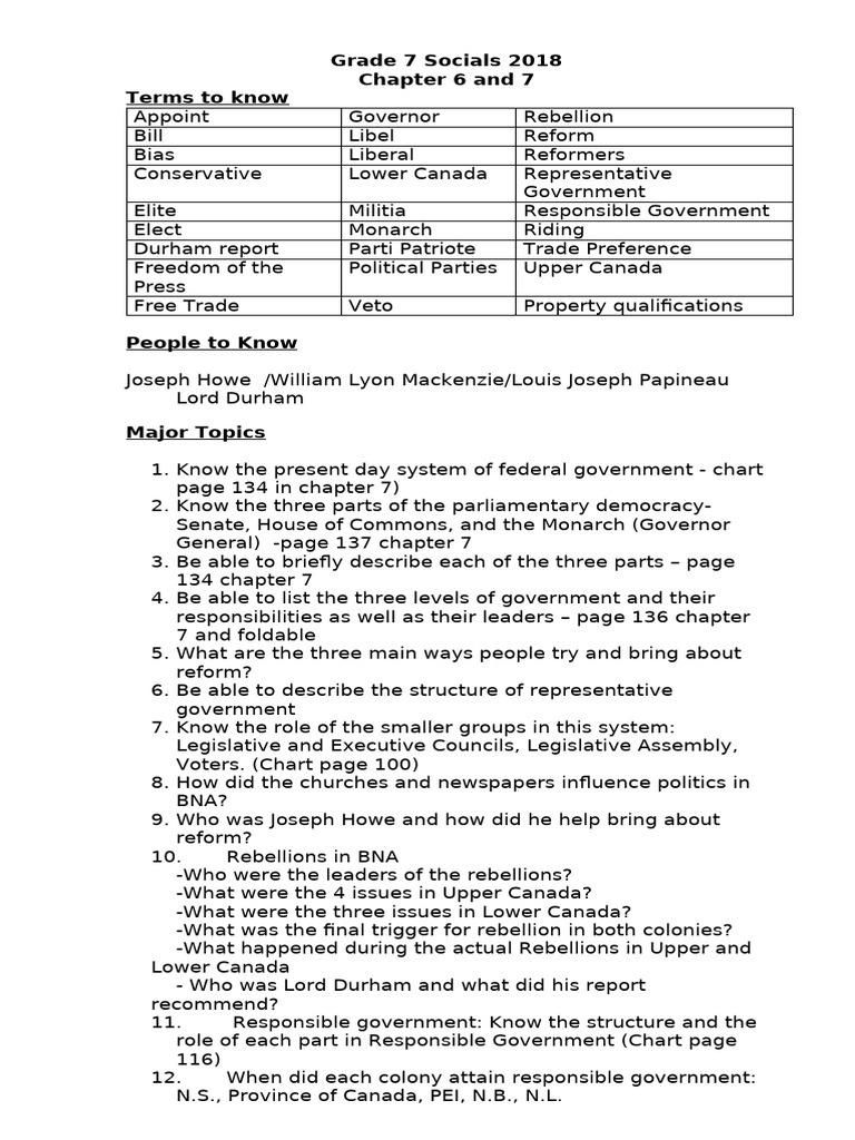 Chapter 6 and 7 Study Guide 2018 | PDF