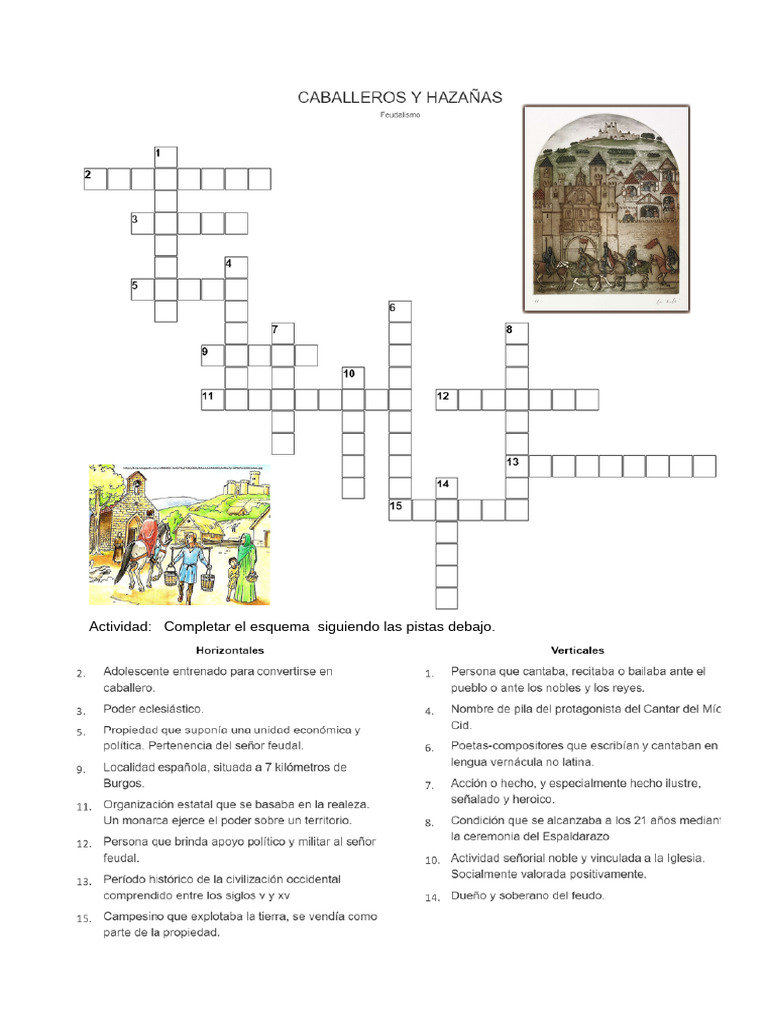 Caballeros y Tropa Medieval en Crucigramas | PDF