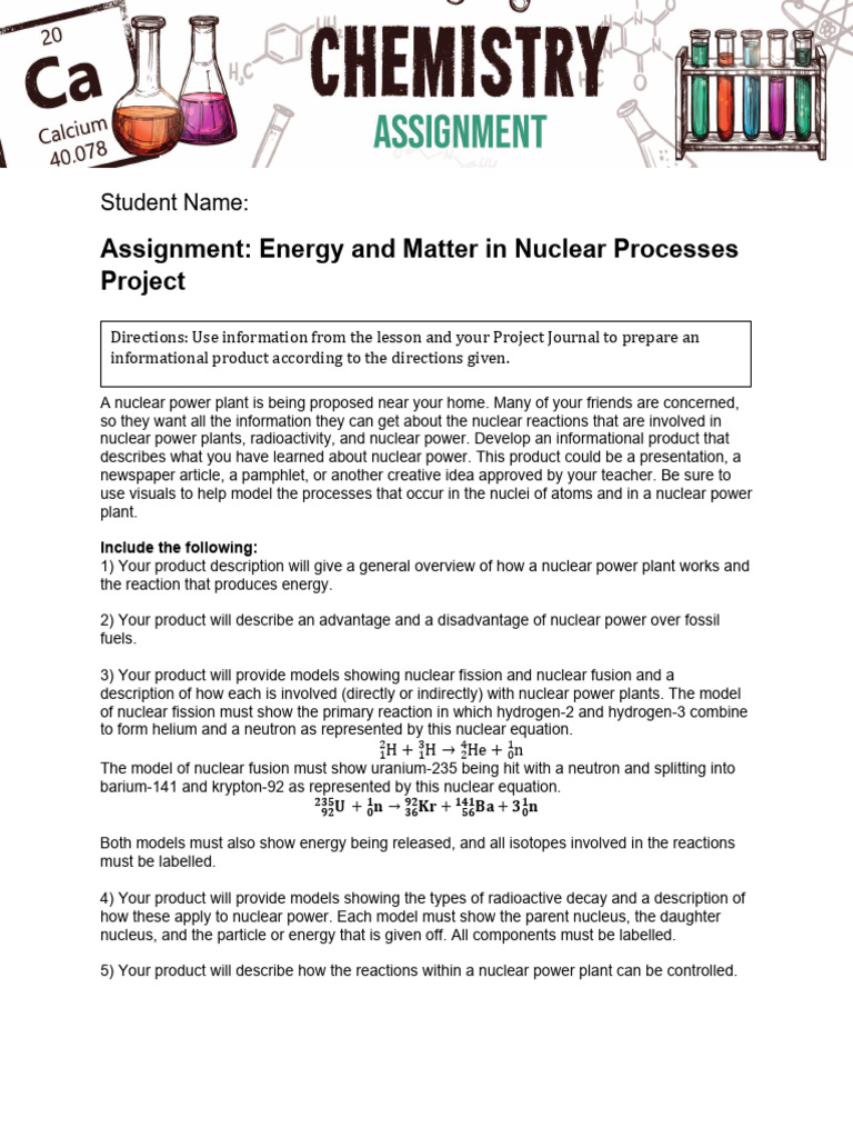 M3_EnergyandMatterinNuclearProcessesProject_Assignment (1) | PDF