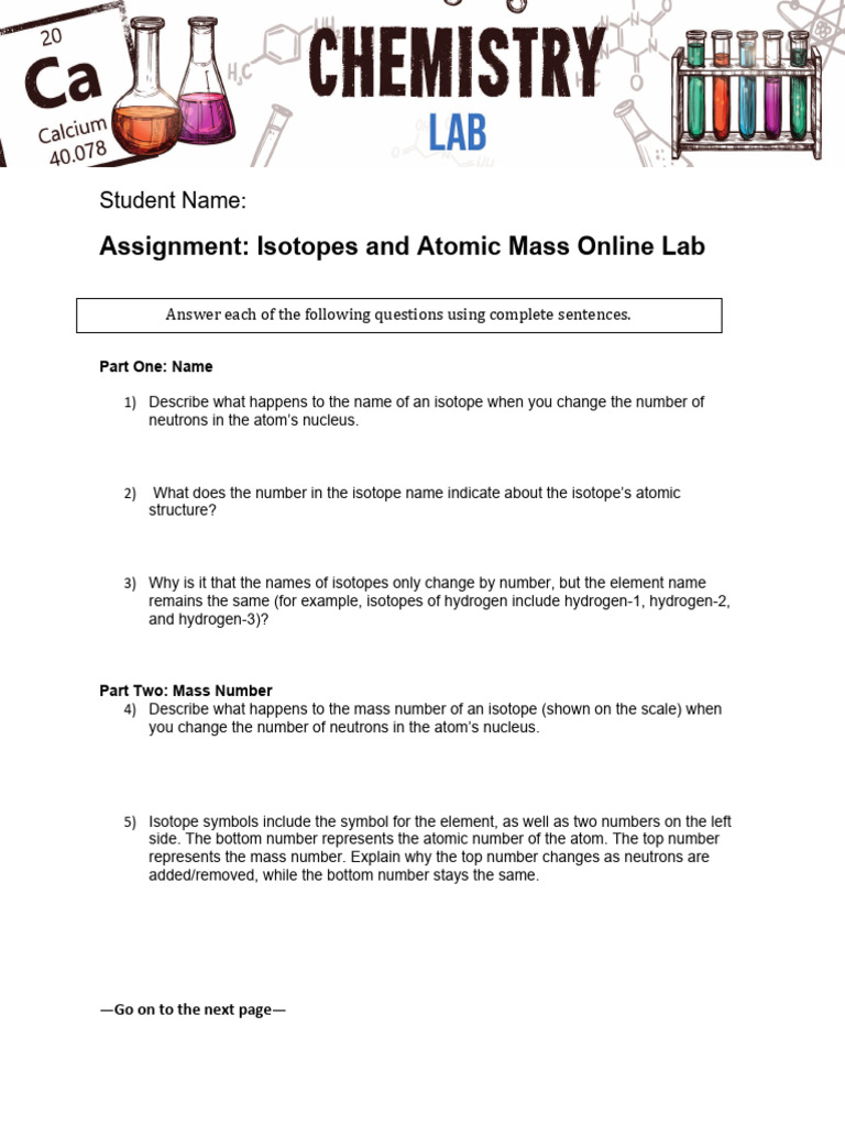 M3 IsotopesAndAtomicMassOnlineLab Assignment | PDF | Isotope | Atoms