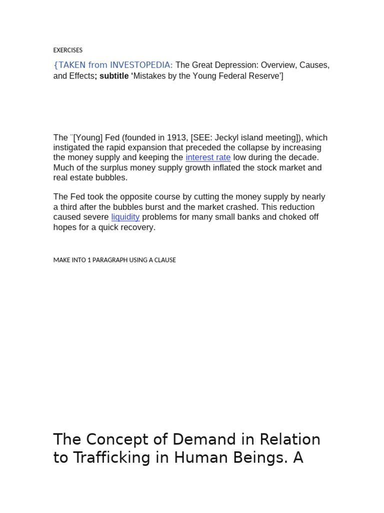 EXERCISES From Investopedia Et. Al | PDF | Human Trafficking | Prostitution