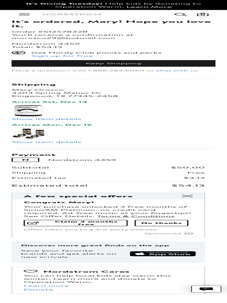Order Confirmation Nordstrom | PDF