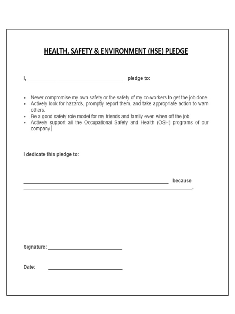 Hse Osh Pledge | PDF