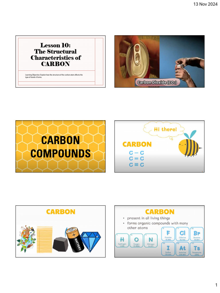 Q2 - Lesson 10 The Structural Characteristics of Carbon | PDF
