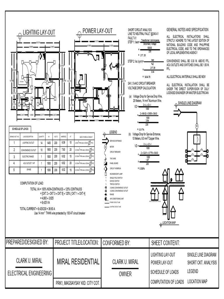 Electrical Load Schedule and Layout | PDF | Switch | Electrical Wiring
