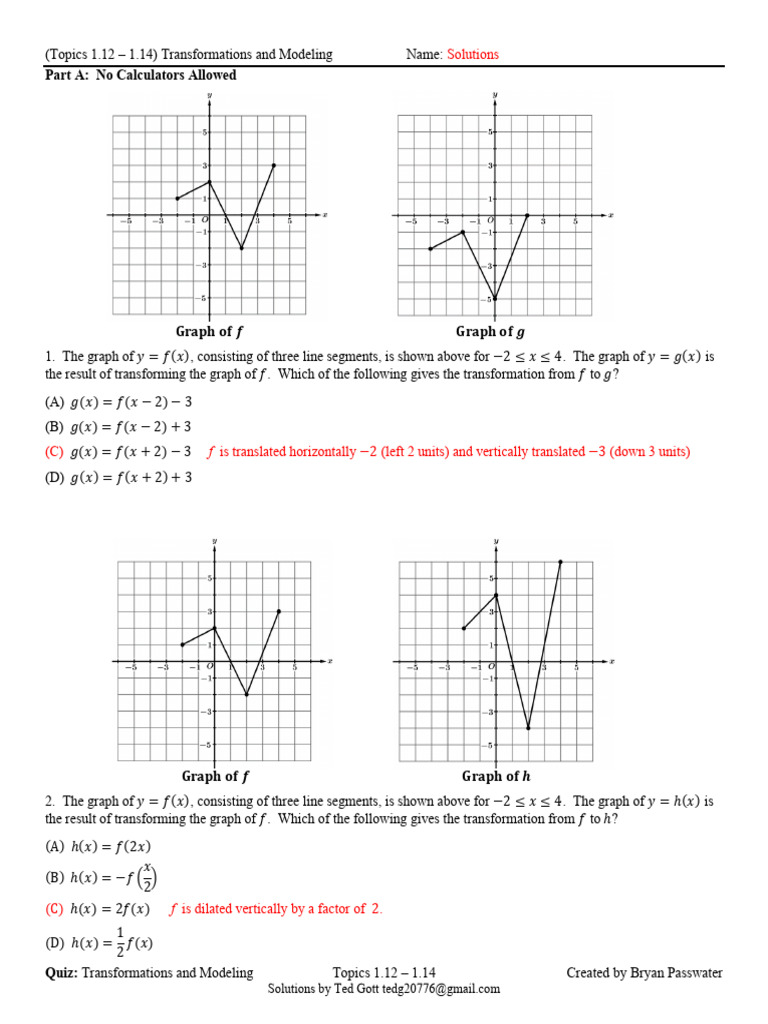 Topics 1.12 - 1.14 KEY Transformations and Modeling | PDF ...