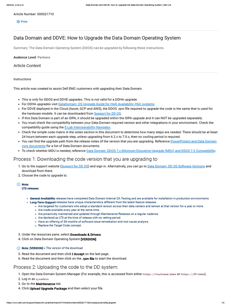 Data Domain and DDVE - How To Upgrade The Data Domain Operating System ...