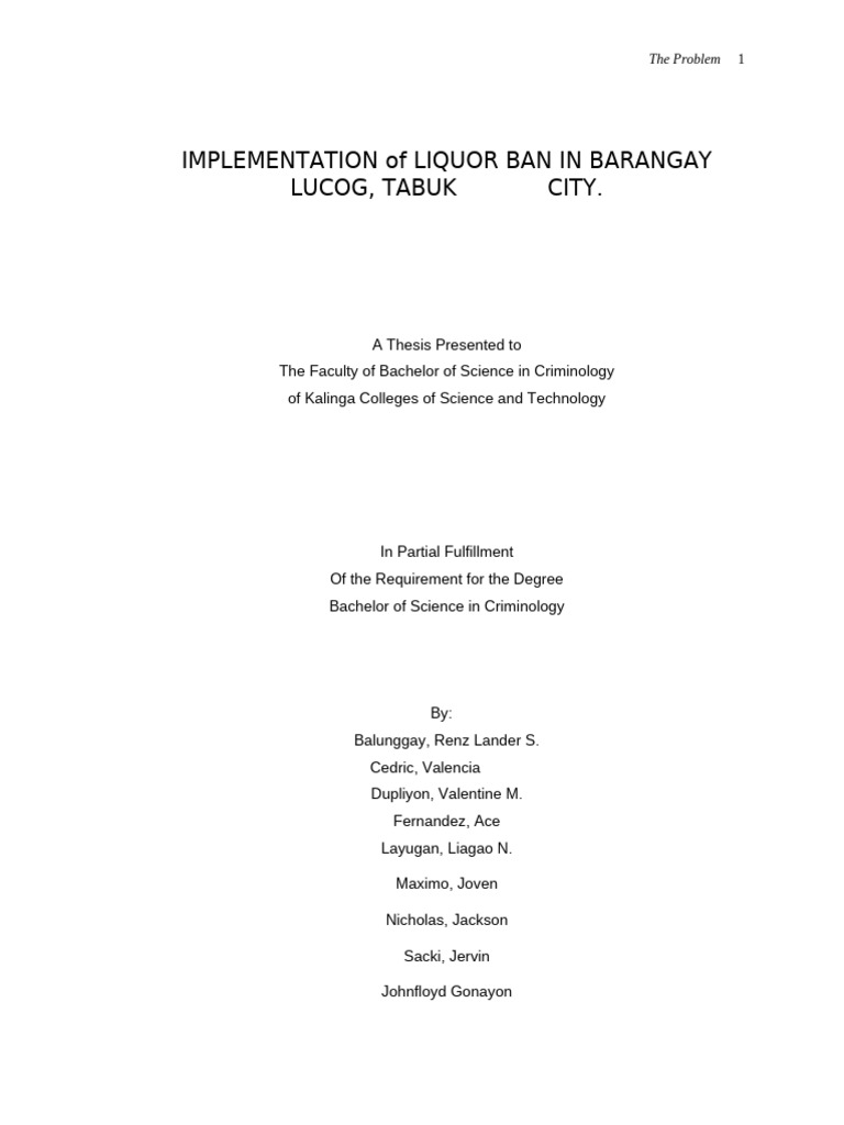 THESIS CHAPTER 1 | PDF | Alcoholism | Prohibition