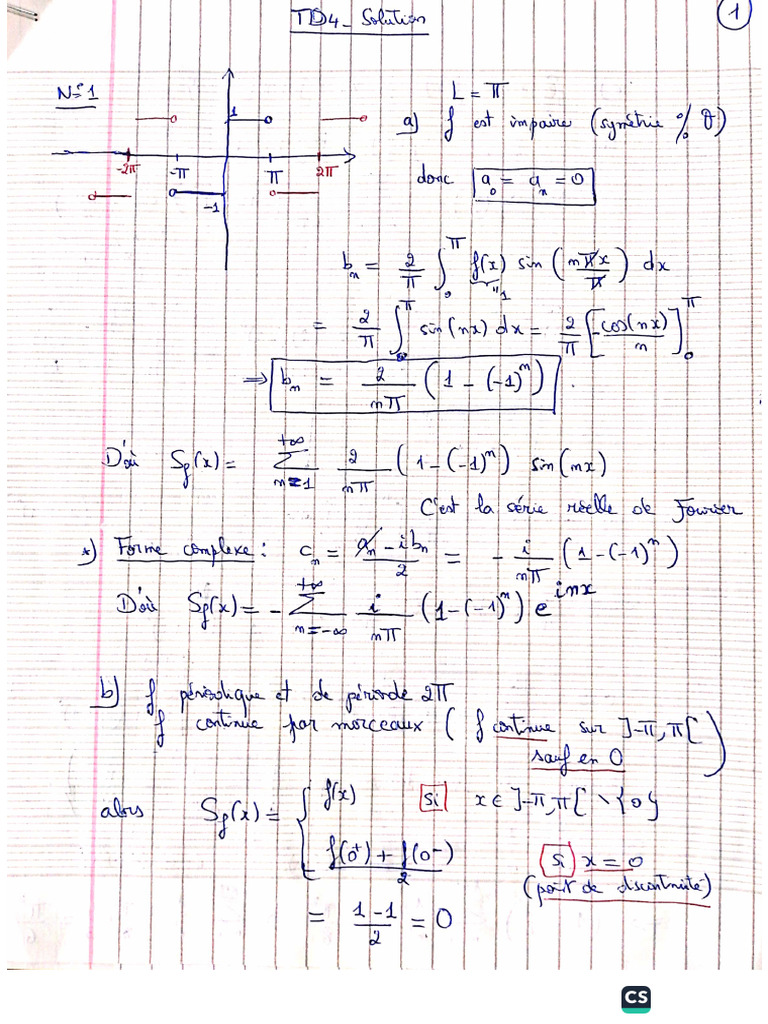 Solution TD4 Series de Fourier | PDF