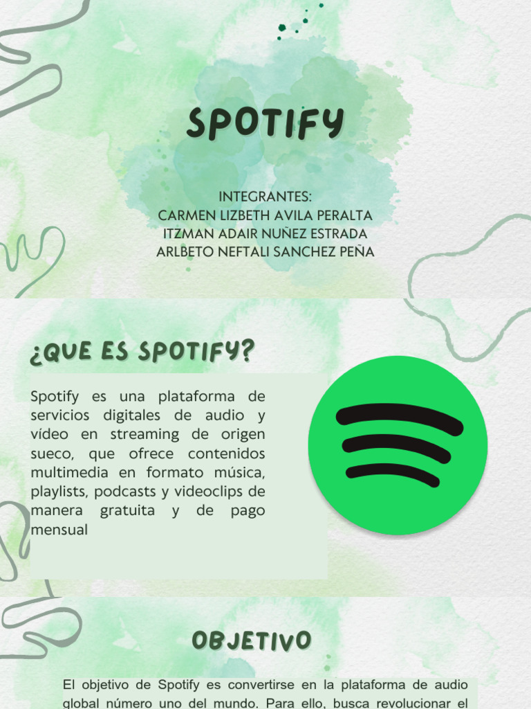 Presentación de Proyecto en Acuarela Moderna Verde | PDF | Spotify | Enfermería