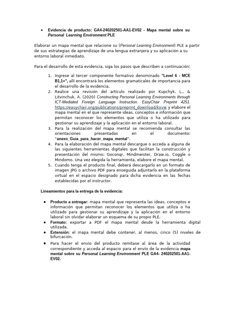 Mapa Mental Personal Learning Environm Ent PLE | PDF | Aprendizaje ...