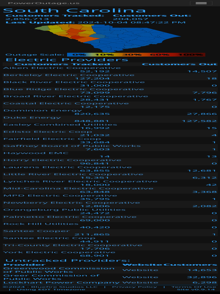 South Carolina Power Outages Map | PDF
