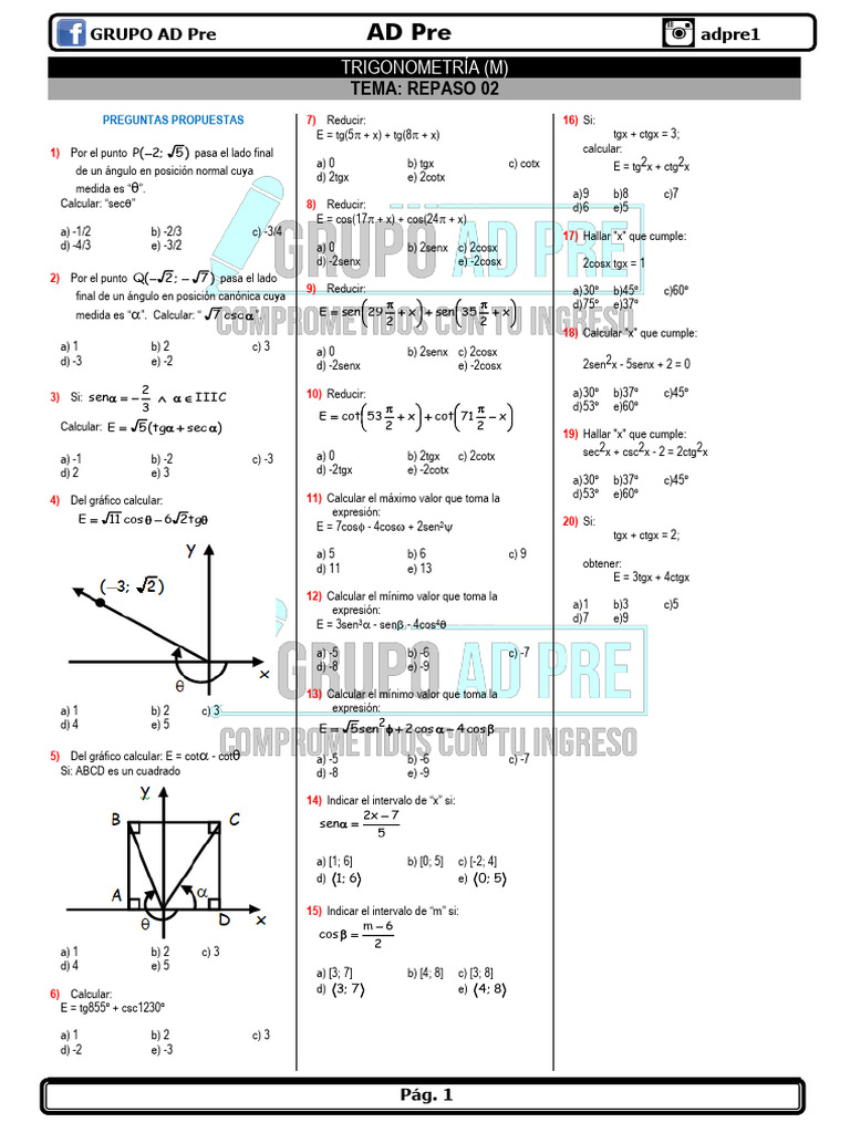 Repaso 02 - Trigonometría (M) | PDF | Trigonometría | Geometría