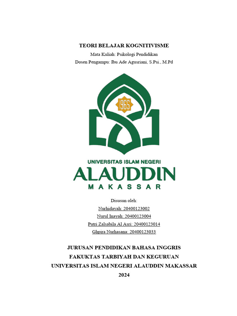 Teori Belajar Kognitivisme | PDF