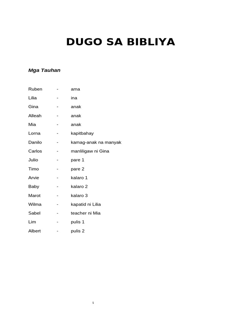 Dulaan - Dugo Sa Bibliya | PDF