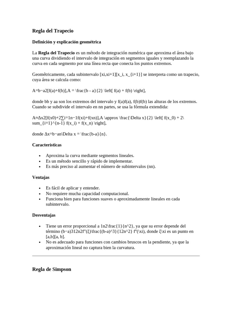 Regla Del Trapecio | PDF | Integral | Cálculo