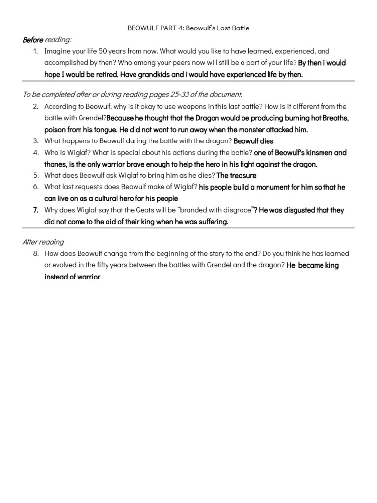 Beowulf Part 4 | PDF