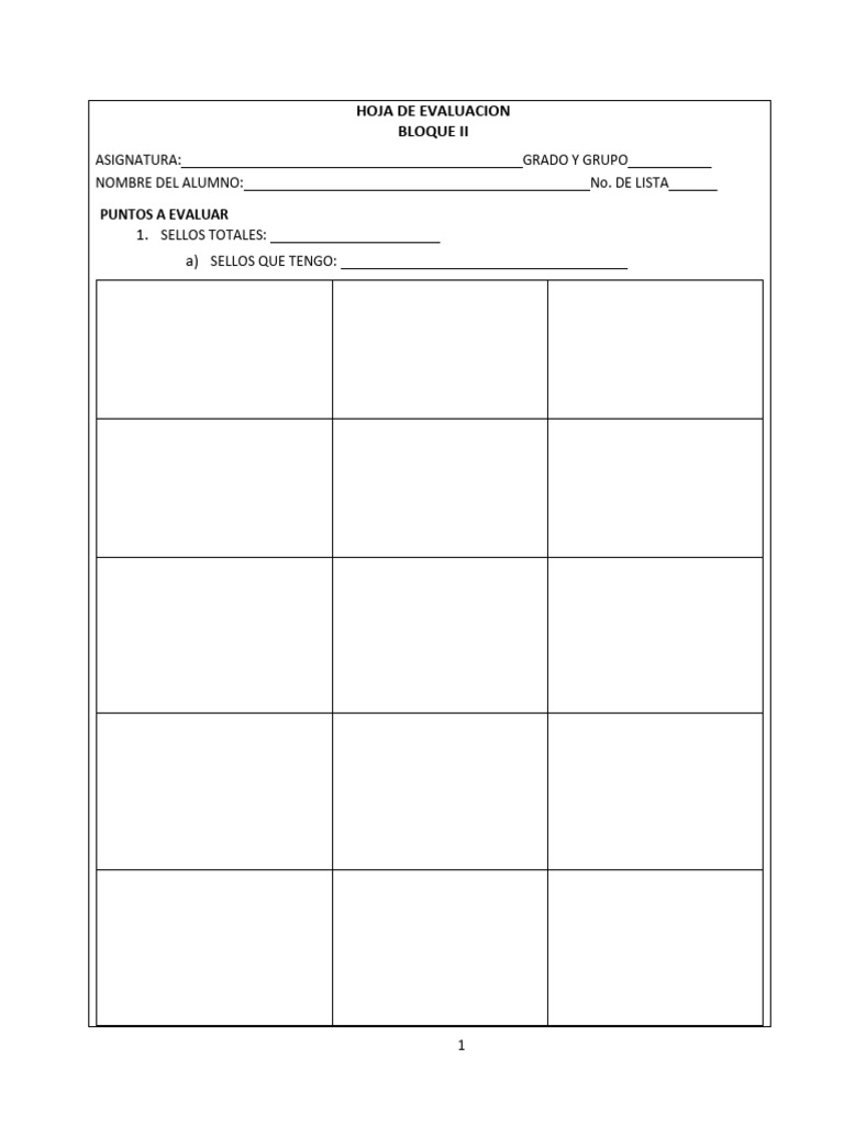 Hoja de Evaluacion Bloque II | PDF