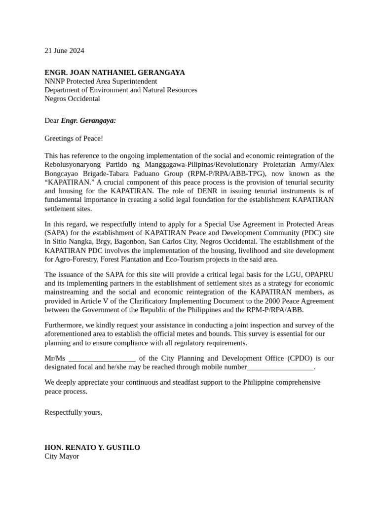 DRAFT Letter of Intent LCE of San Carlos Letter To PASu Revised2 | PDF