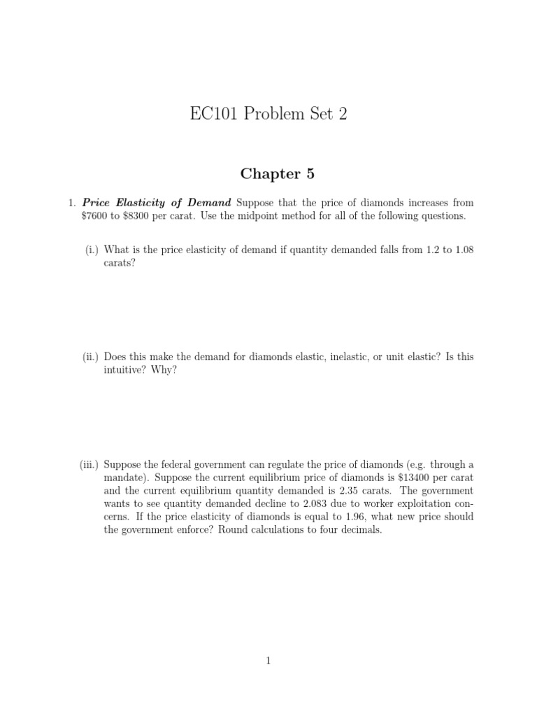 EC101_Problem_Set_2__Summer_2024_ | PDF | Elasticity (Economics) | Demand