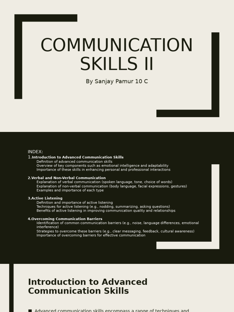 Advanced Communication Skills Guide | PDF | Communication | Nonverbal ...