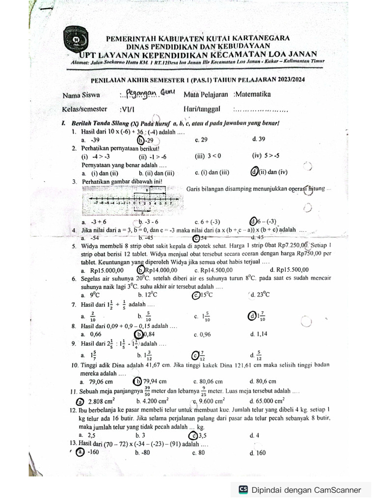 Matematika Kelas 6 | PDF