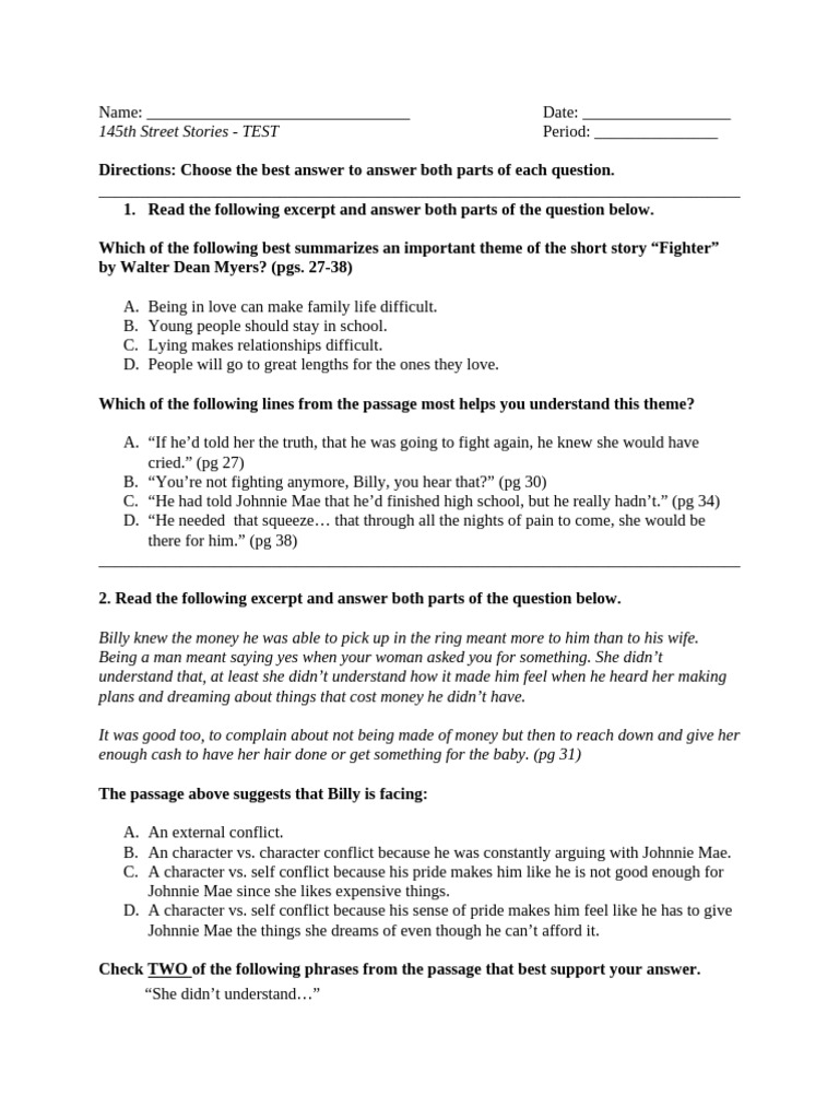 145th Street Stories Test Overview | PDF