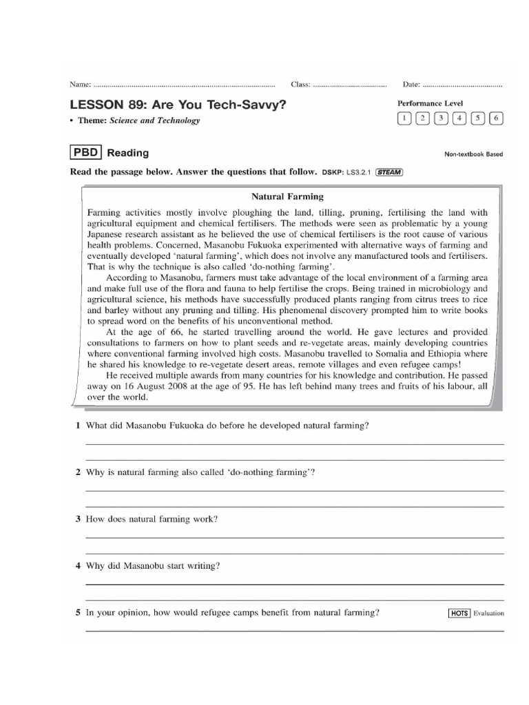Reading Exercise f1 PDPR | PDF