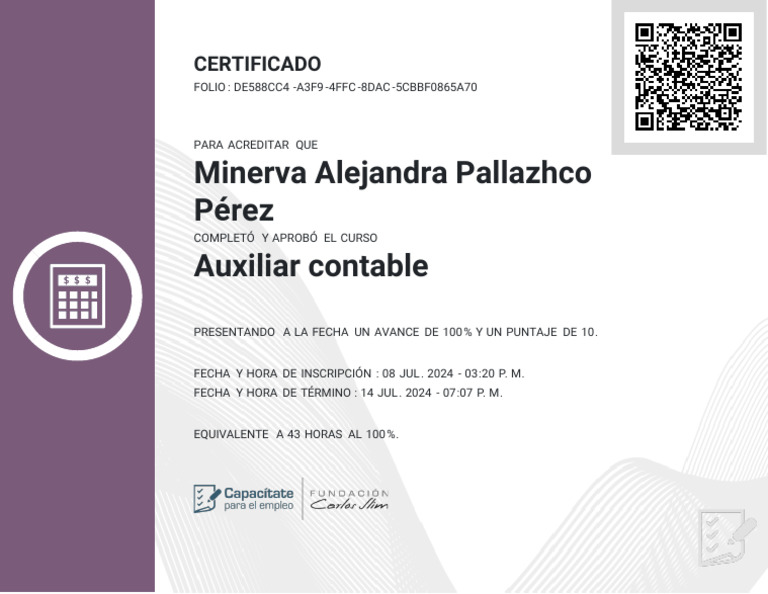 CERTIFICADO AUXILIAR CONTABLE | PDF